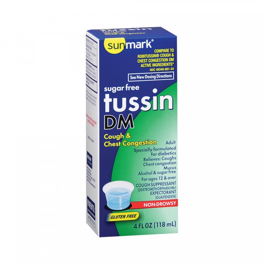 sunmark Sugar-free Tussin DM Cough & Chest Congestion, 100 milligram ...
