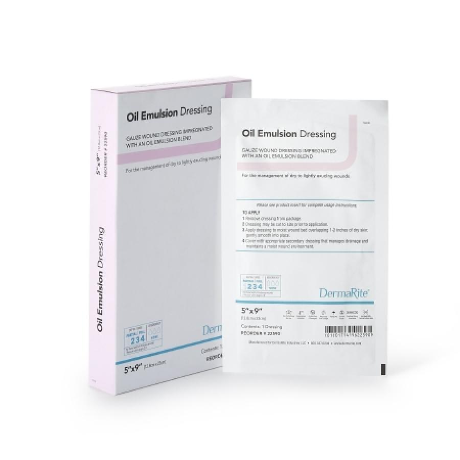 DermaRite Oil emulsion wound dressing, Rectangle, 5 x 9 in, 12 Count ...