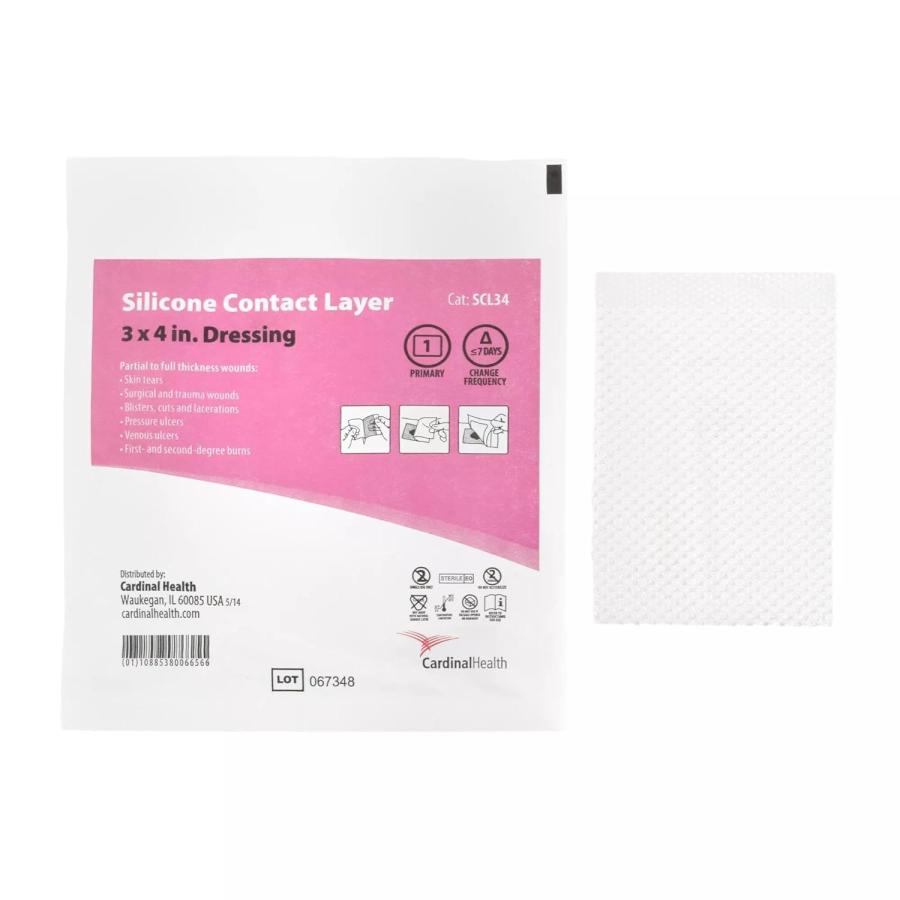 Cardinal Health Silicone Contact Layer Dressings, 3 x 4 Inches, Sterile ...