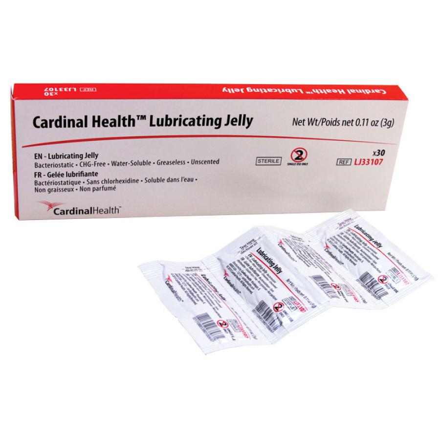 Cardinal Health Lubricating Jelly, 3 G Foil Packets, Sterile, Water ...