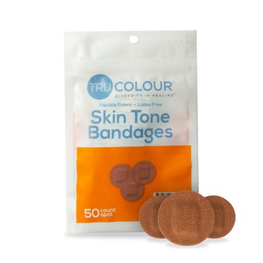Tru-Colour Skin Tone Bandages, Brown, Spot, 1 Inch Round, Fabric ...