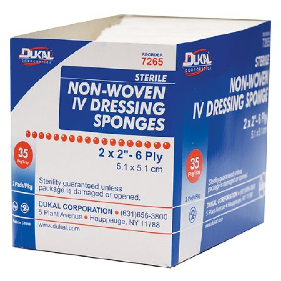 Dukal Sterile I.V. / Drain Split Dressings, Polyester / Rayon, Sterile ...