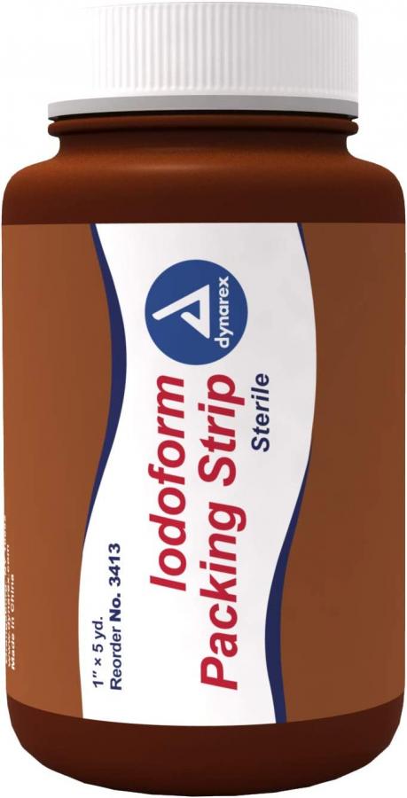 Dynarex Packing Strip, Cotton, Iodoform, Bottle, 1 Inch x 5 Yards ...