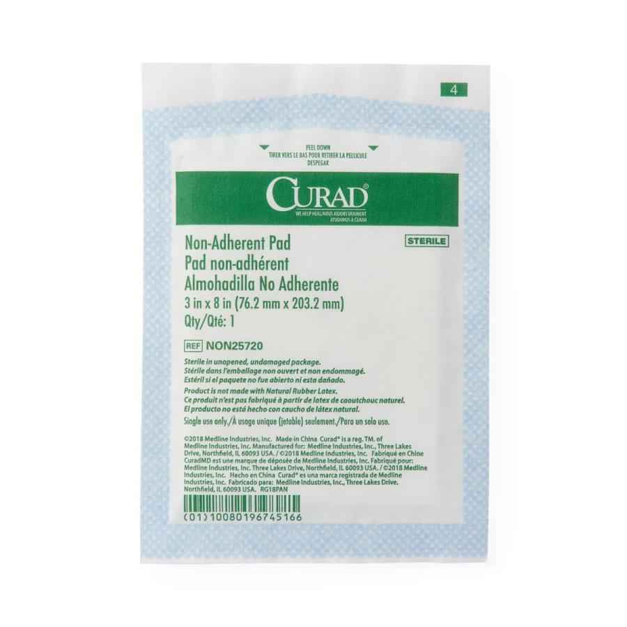 Medline CURAD Non-Adherent Dressing Pads, 3 x 8 Inches, White ...