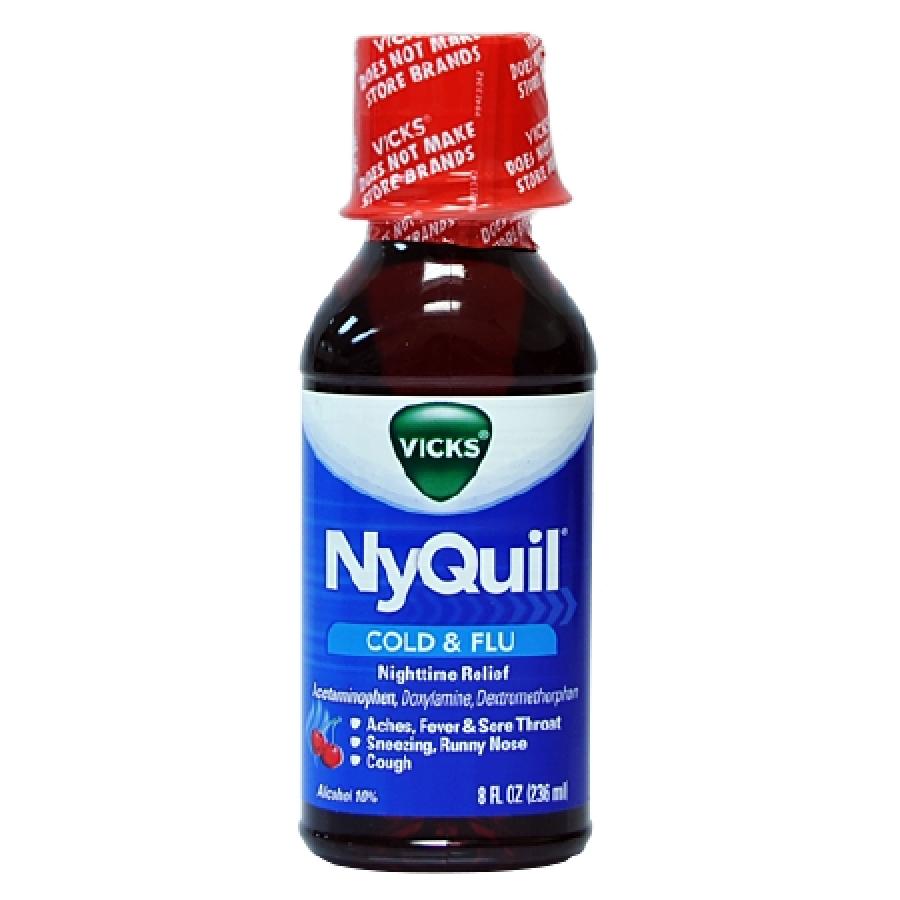 NyQuil Cold & Flu Cold and Cough Relief, Bottle, Liquid, 650 mg - 30 mg ...