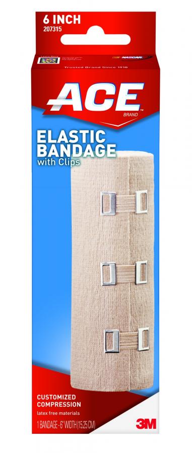 3M Ace Clip Detached Closure Elastic Bandages, Tan, Cotton / Polyester ...