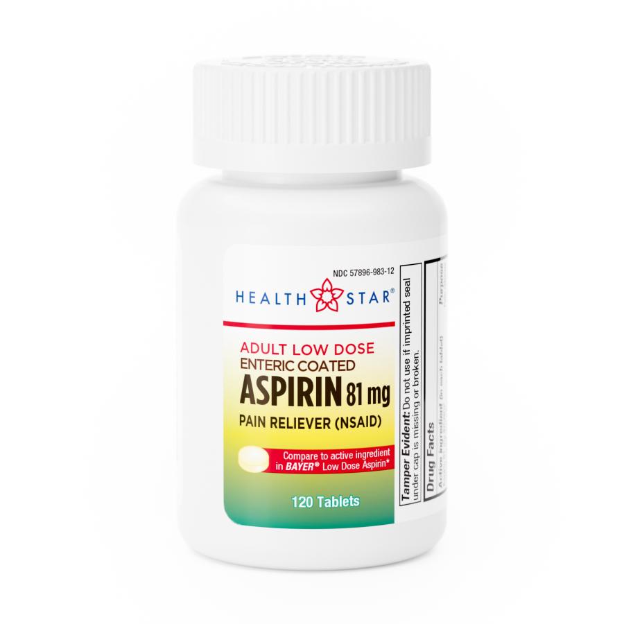 Geri-Care Health Star Low Dose Aspirin, 81mg Aspirin, Enteric Coated ...