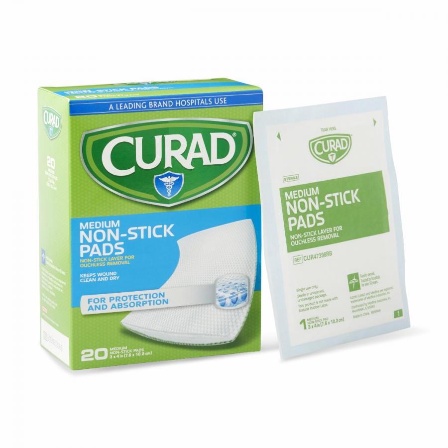CURAD Non-stick Pads, Polyester/Cotton, Extra Absorbent, No Adhesive ...