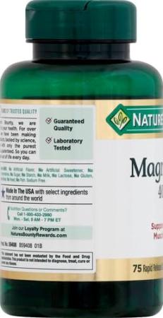 Nature's Bounty Magnesium Softgels, 400mg, 75 ct, 400mg, 75 Count, #59408