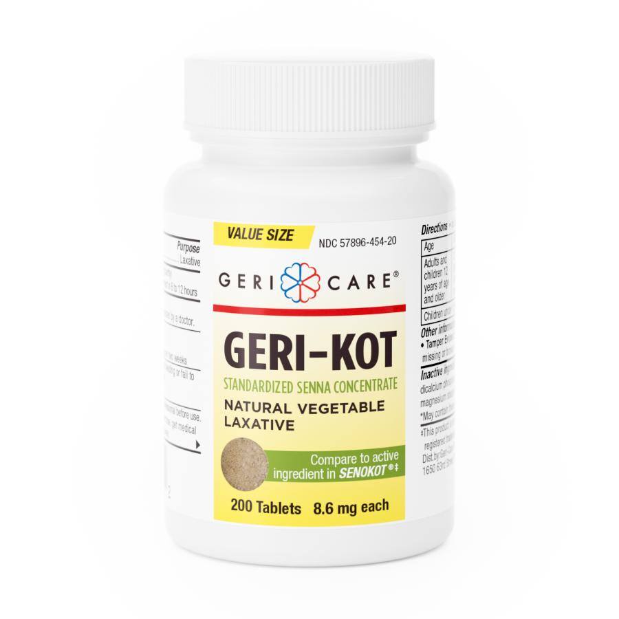 Geri-Care Geri-Kot Laxative Tablets, 8.6 mg Strength Sennosides, 200 ...