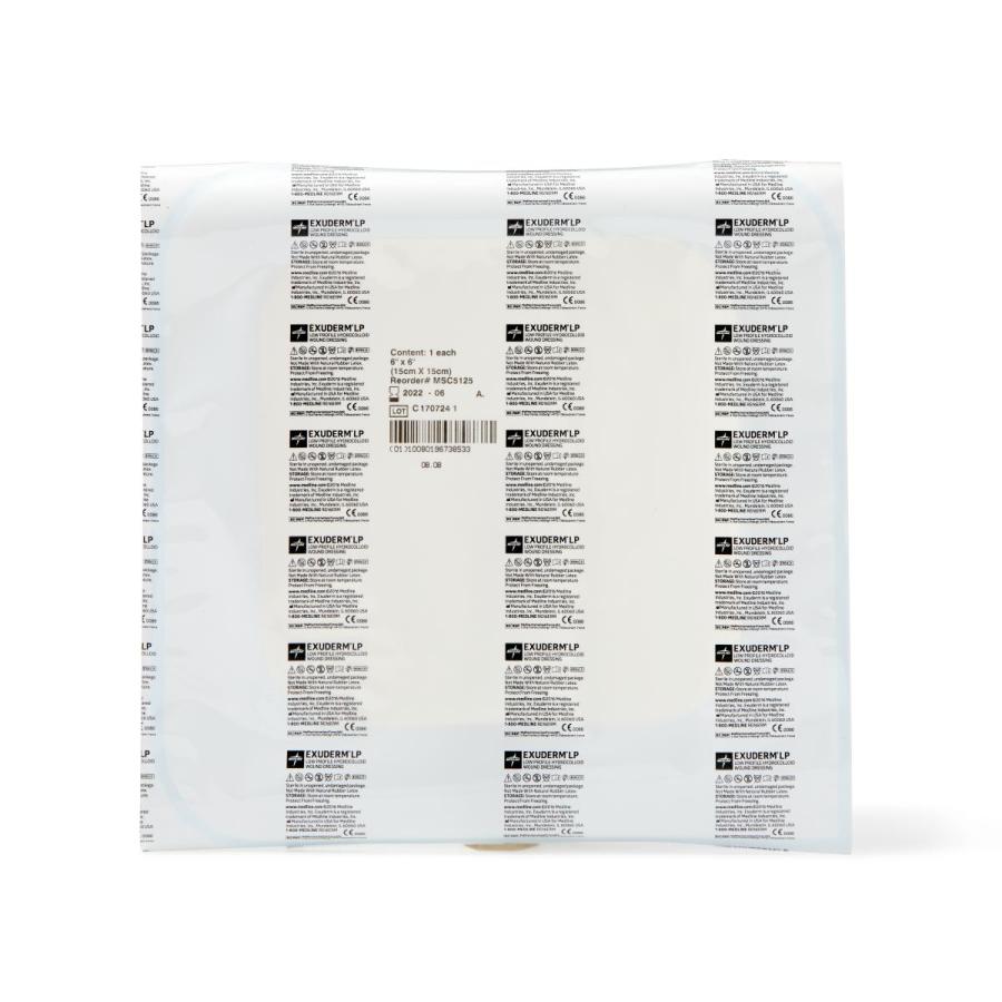 Medline Exuderm LP Low-Profile Hydrocolloid Wound Dressings , 6 x 6 ...