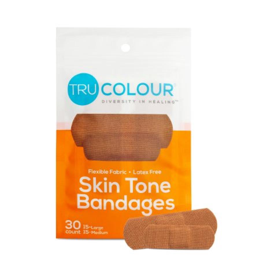 Tru-Colour Skin Tone Bandages, Brown, Rectangle, 1 x 3 in, Fabric ...