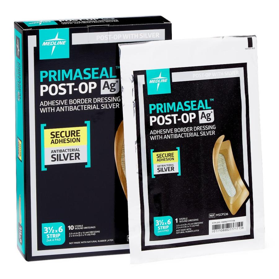 Medline PrimaSeal Ag+ Post-Op Dressings, 3.5 x 6 Inch, All Over Body ...