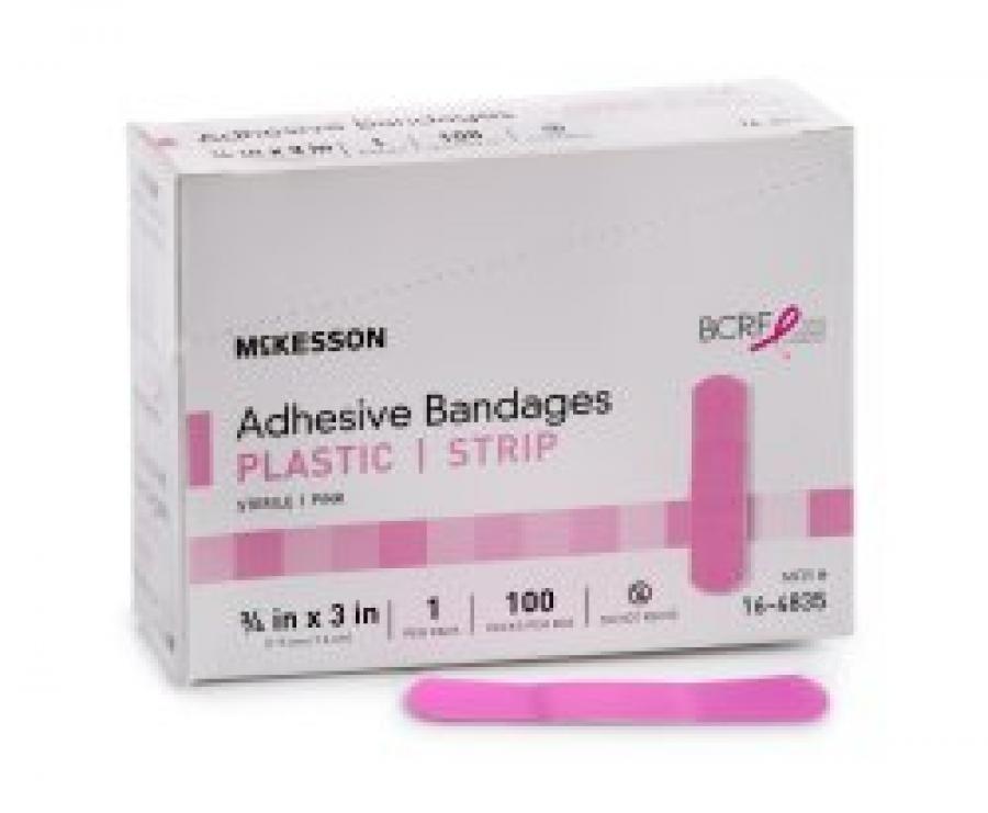 McKesson Pink Adhesive Strips, Sterile, Pink, Plastic, 3/4 x 3 Inch ...