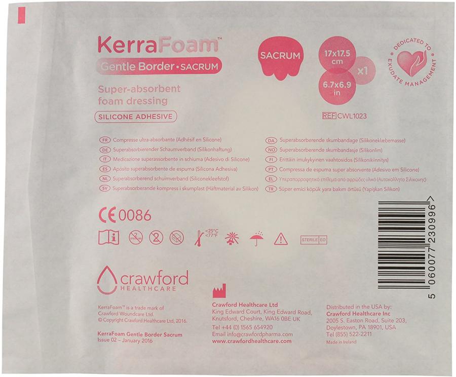 3M Acelity KerraFoam Gentle Border Small Sacral Absorbent Dressings, 6. ...