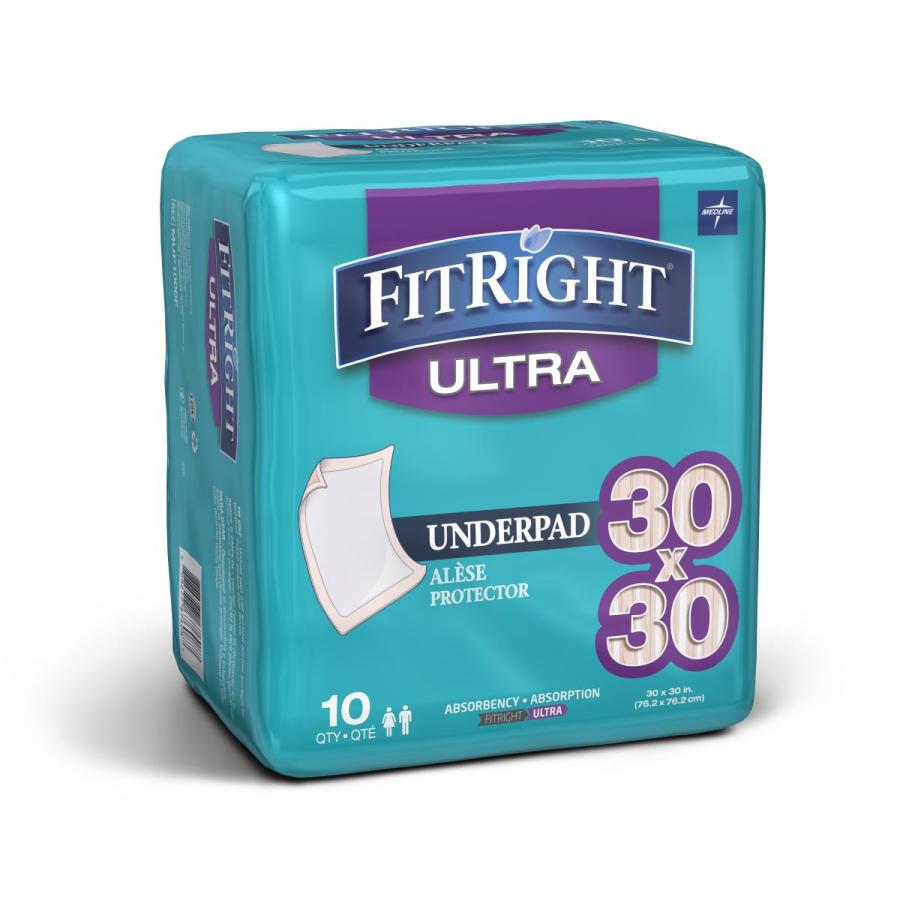 Medline FitRight Underpads, Fluff and Polymer, Heavy Absorbency, Not ...