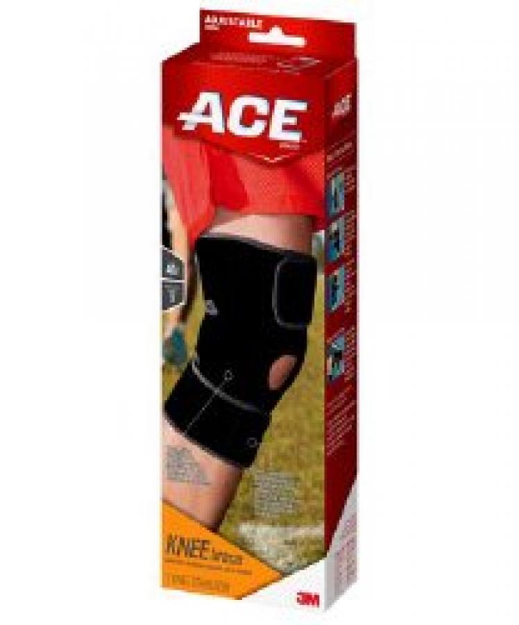 ACE Knee Brace, Black / Gray, Adult, One Size Fits Most, Left or Right ...