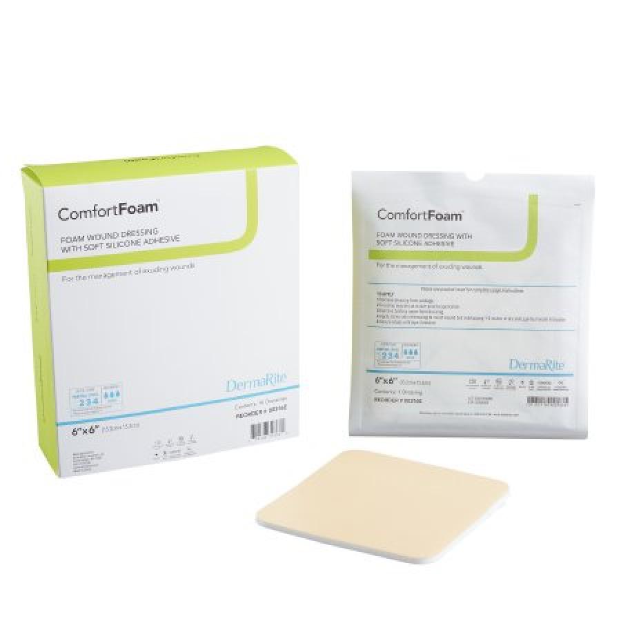 ComfortFoam Silicone Foam Dressing, Square, 6 x 6 in, 10 Count, #00316E