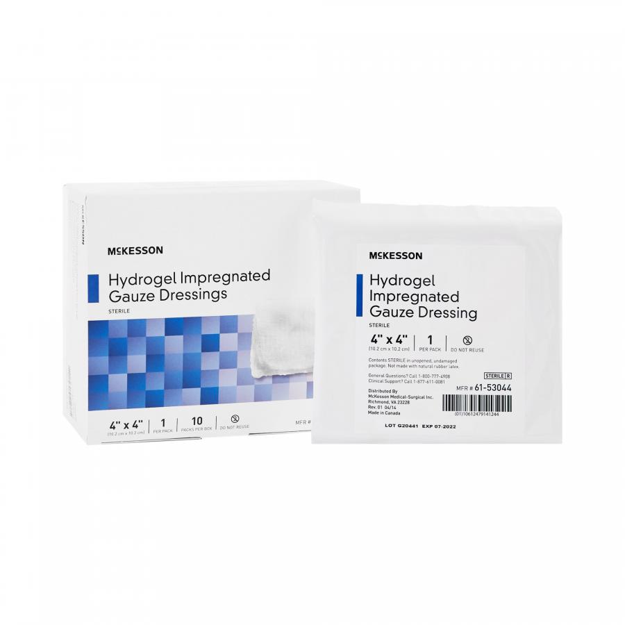 McKesson Hydrogel Wound Dressings, White, Individual Packet, 4 X 4 Inch ...