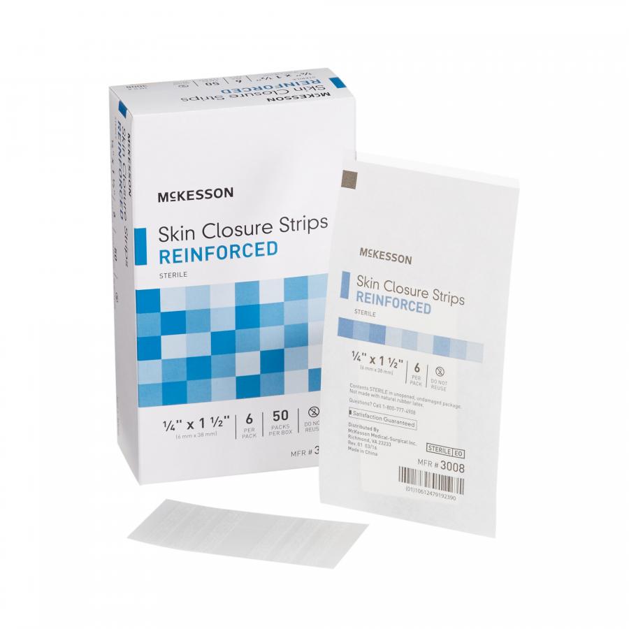 McKesson Skin Closure Strip, 1/4 X 1-1/2 Inch, White, Sterile, 6 Per ...