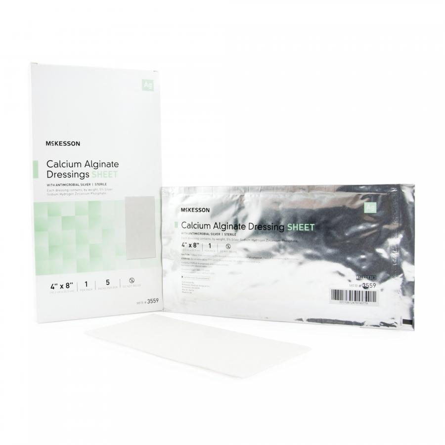 McKesson Silver Calcium Alginate Dressing, Rectangle, Calcium Alginate ...