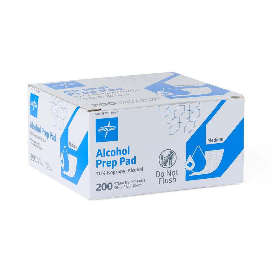 Medline Alcohol Prep Pads, Medium, 2-Ply, 1-1/8 x 2-3/8 Inches, Sterile ...