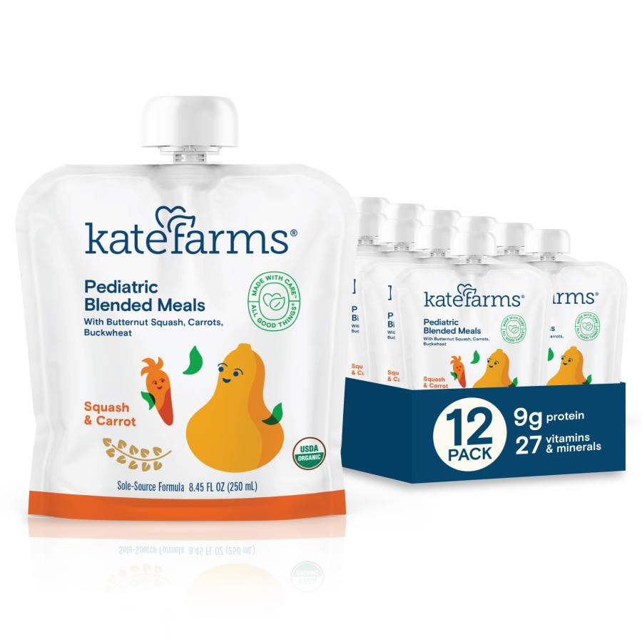 Kate Farms Pediatric Blended Meals, Squash & Carrot Flavor, 8.45 oz ...