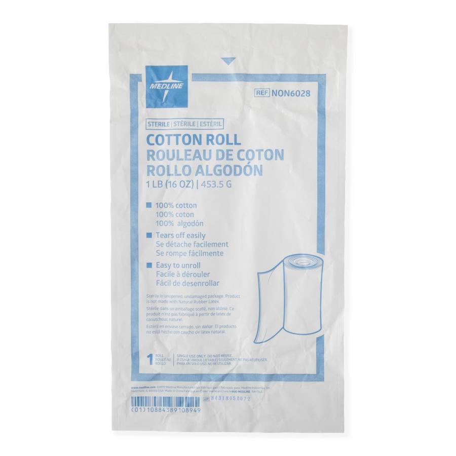 Medline Sterile Cotton Rolls, 1 Foot x 8.5 Feet, 1 Lb., 1 Count, #NON6028H