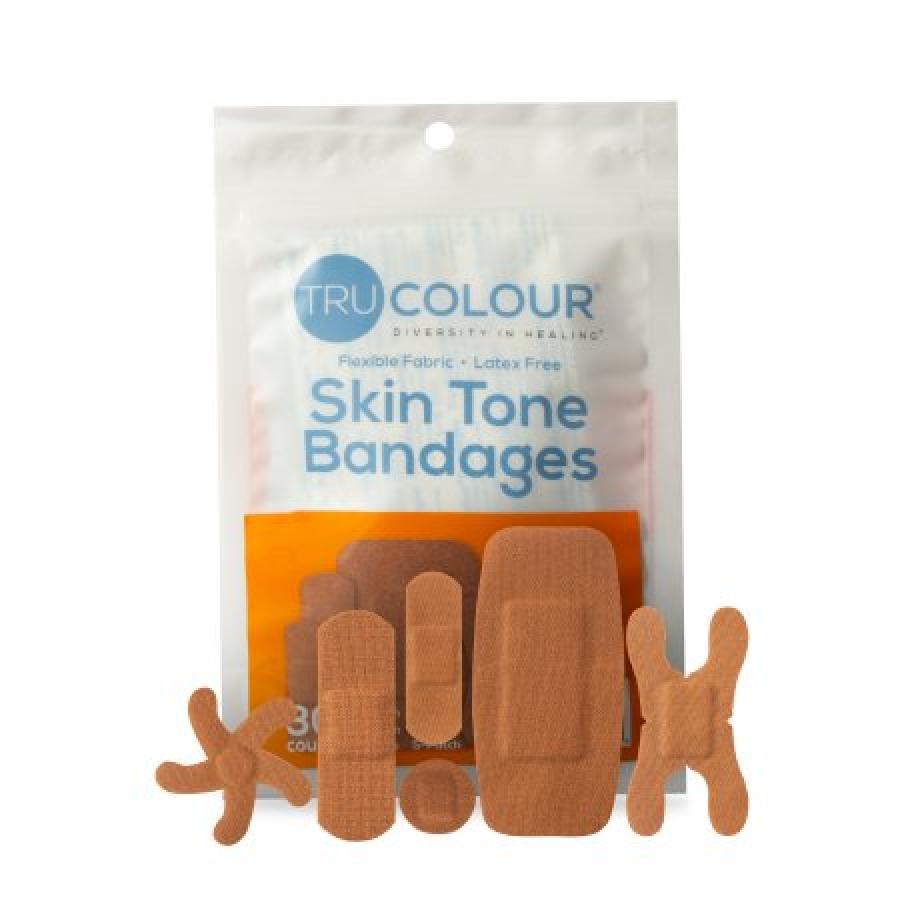 Tru-Colour Skin Tone Bandages, Brown, Rectangle/Spot/Patch/Fingertip ...