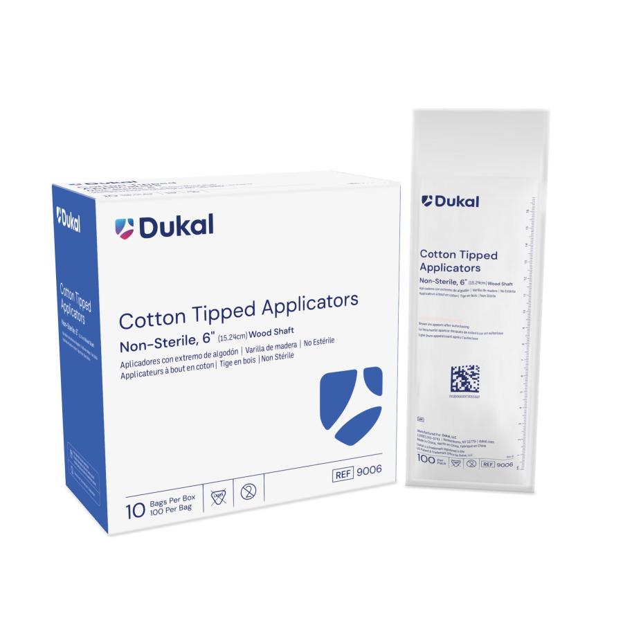 Dukal Applicators, Cotton Tip, Wood Shaft, 6 In. Long, Non-Sterile ...