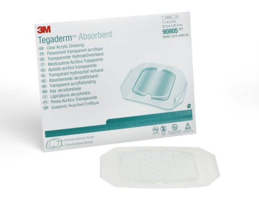 3M Tegaderm Clear Absorbent Acrylic Dressings, 7-7/8 x 8 Inch, Film ...