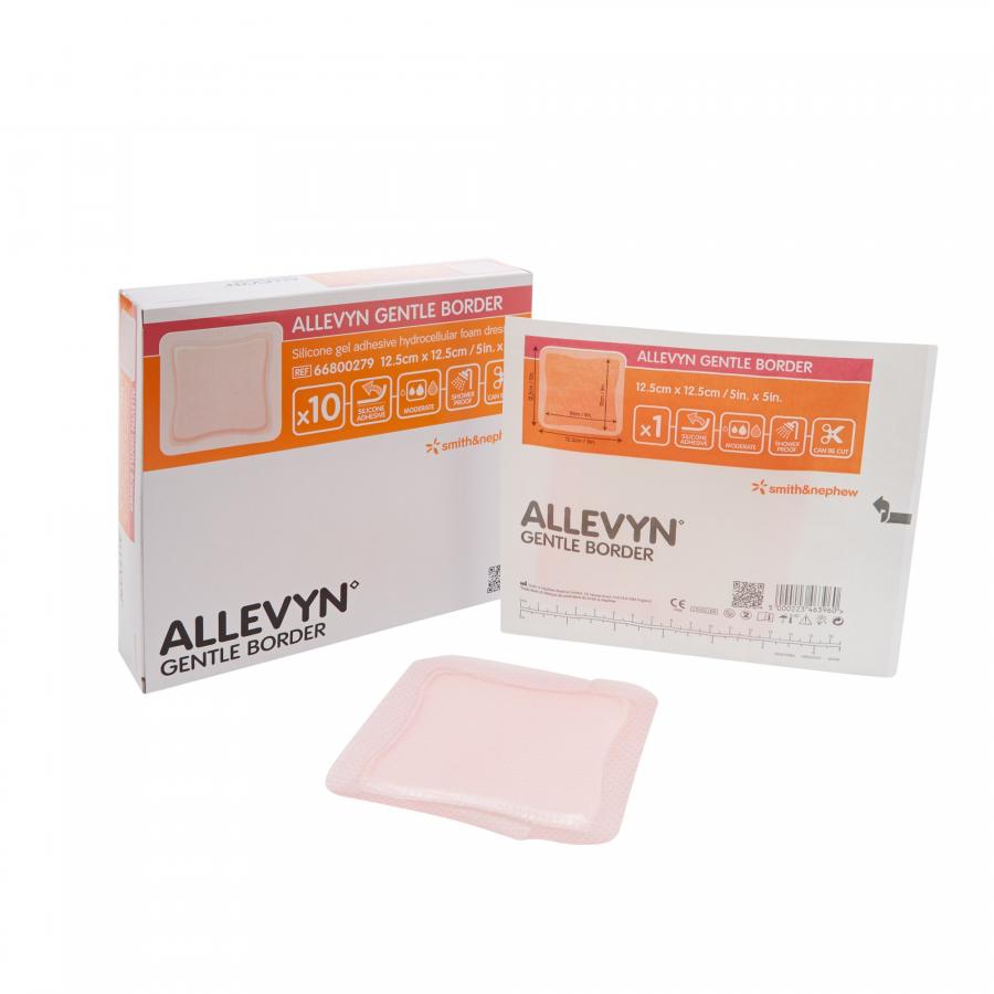 Smith & Nephew Allevyn Gentle Border Silicone Foam Dressing, Square, Hydrocellular Foam, Pink ...