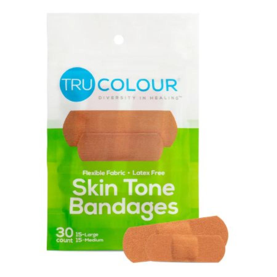 Tru-Colour Skin Tone Bandages, Olive, Rectangle, 1 x 3 in, Fabric ...