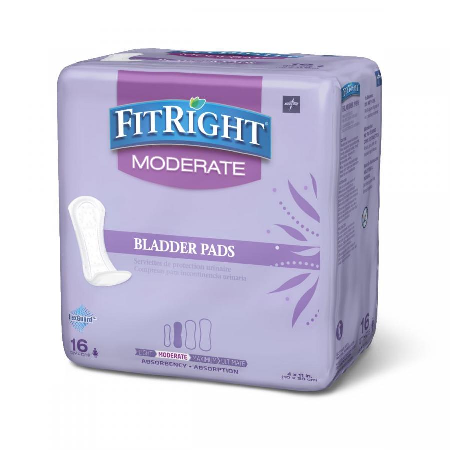 Medline FitRight Bladder Pads, Adult, Female, Disposable, Moderate ...