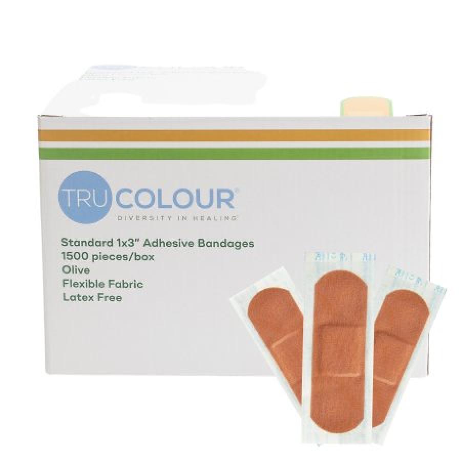 Tru-Colour Skin Tone Bandages, Beige, Rectangle, 1 x 3 in, Fabric ...