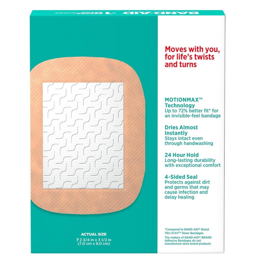 Johnson & Johnson Band-Aid Skin-Flex Adhesive Strips, Tan, 2-3/4 x 3-1/ ...